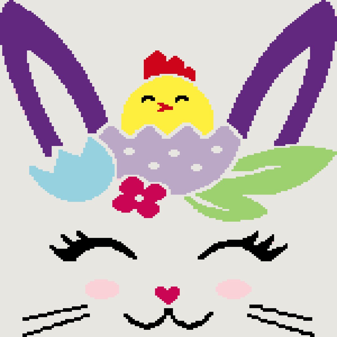 Spring Bunny Crochet Graphgan, Crochet Blanket, Single Crochet Blanket ...