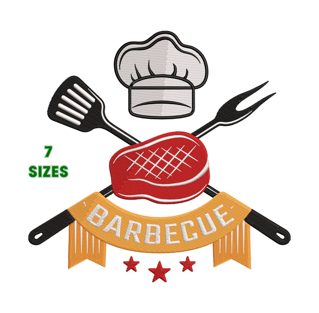 Barbecue Embroidery Design, BBQ Machine Embroidery Design 7 Size ...
