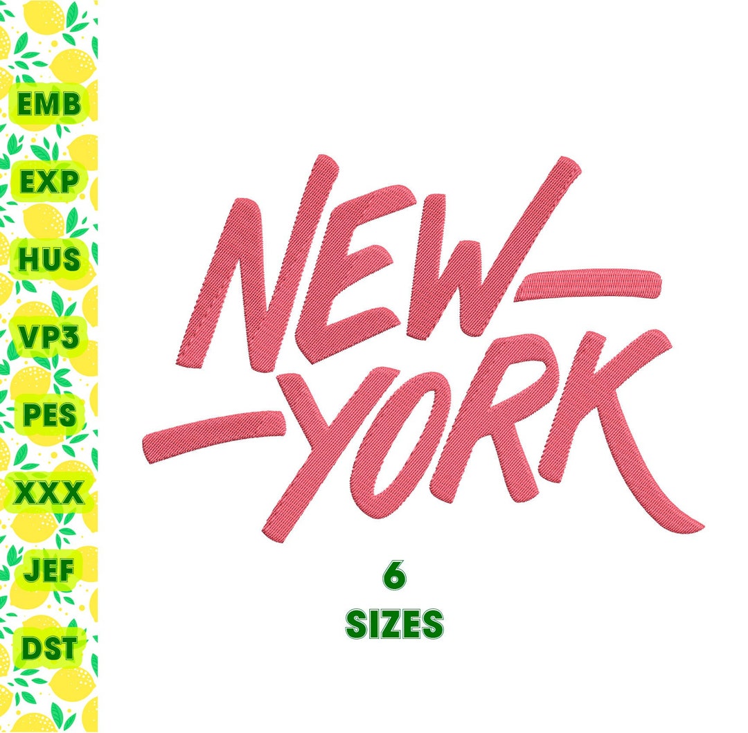 New York Machine Embroidery Design 6 Size - INSTANT DOWNLOAD - Etsy