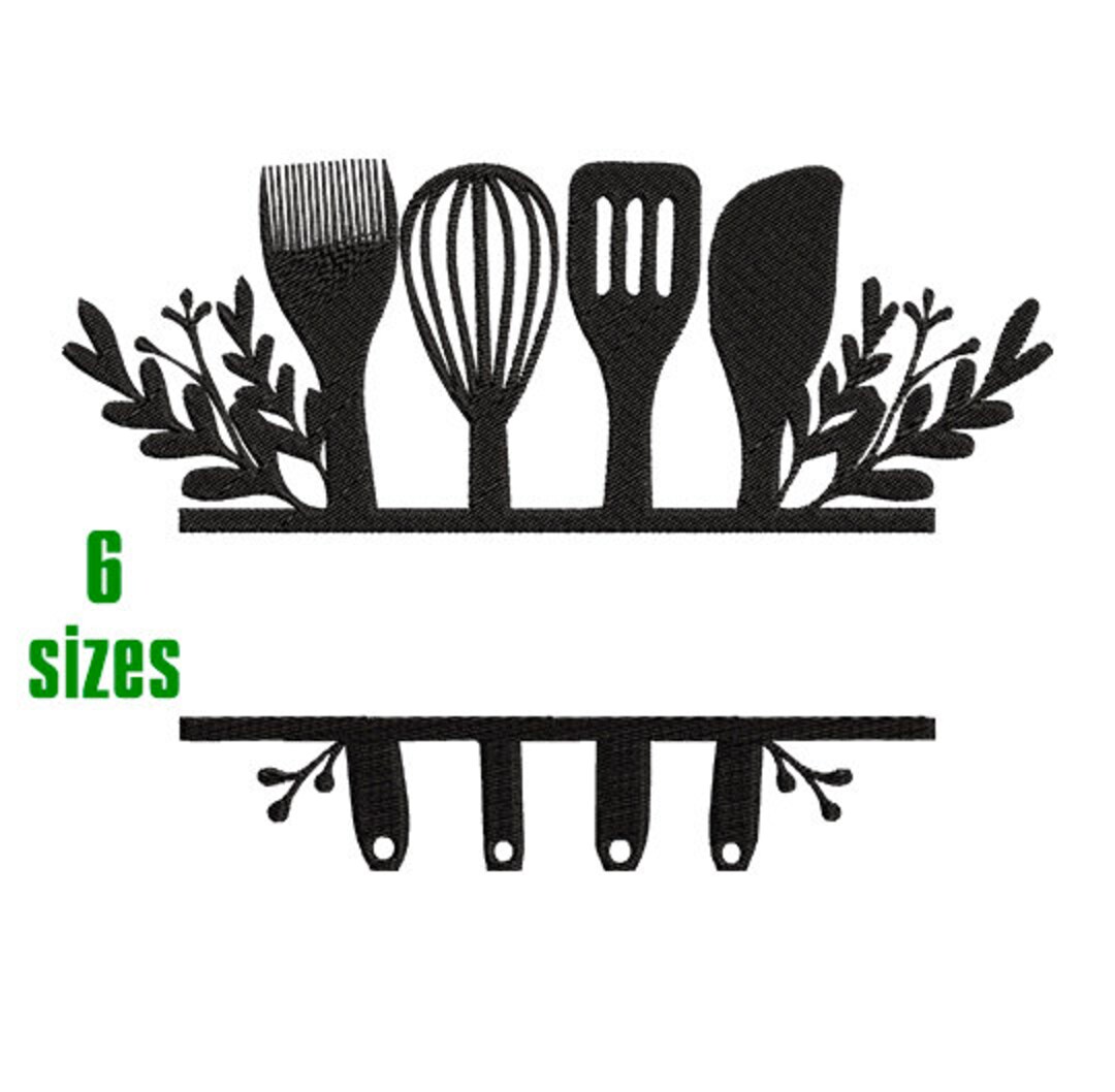 Kitchen Utensils Split, Baking Split Design, Frame Machine Embroidery ...