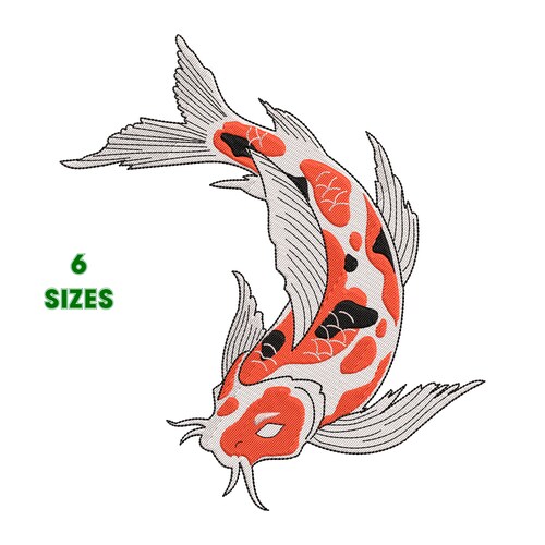 Koi Carp Embroidery Fish Machine Embroidery Design 6 Size - Etsy