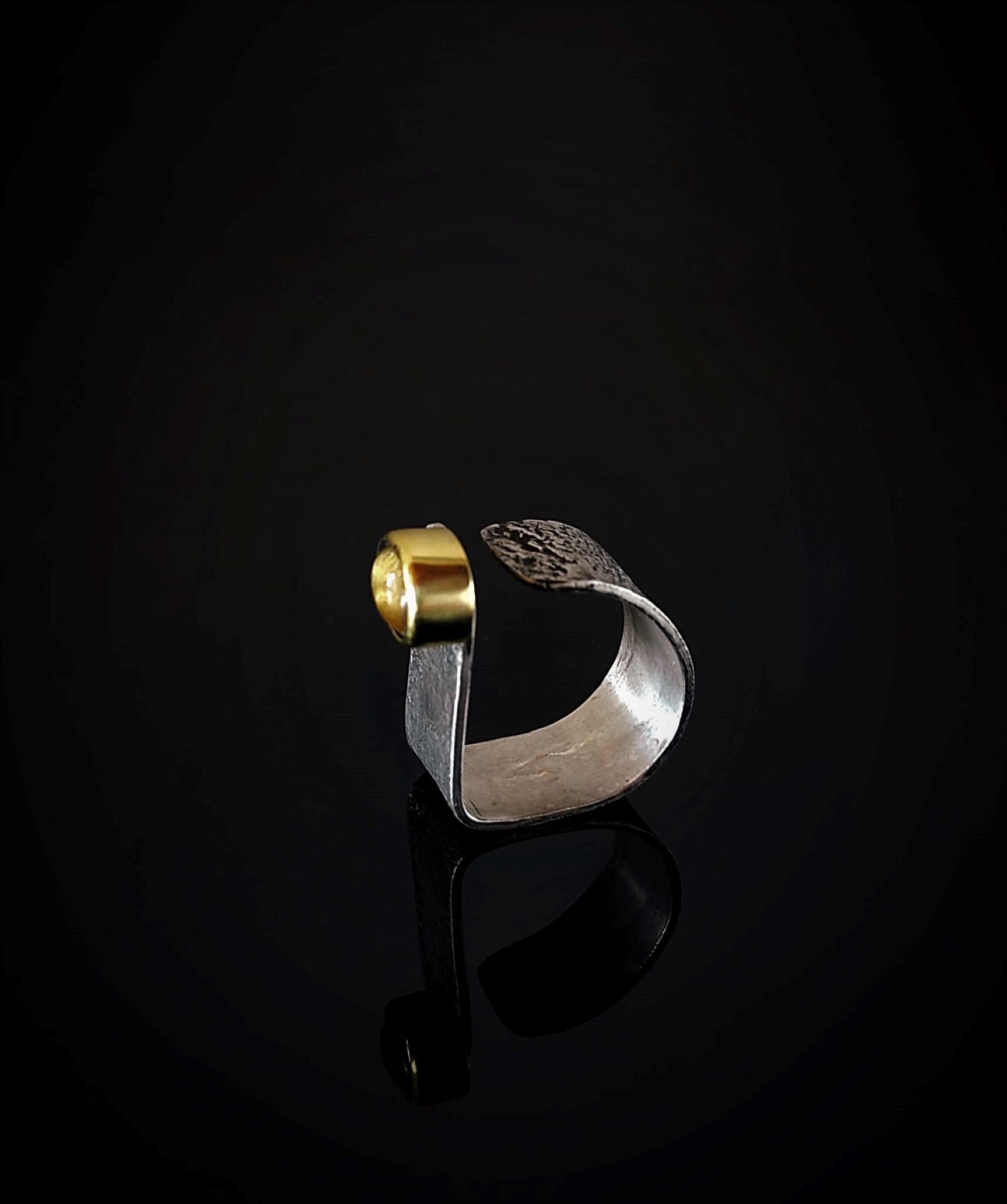 Silver Ring With Stone / Adjustable Silver Ring / Reticulated Silver ...