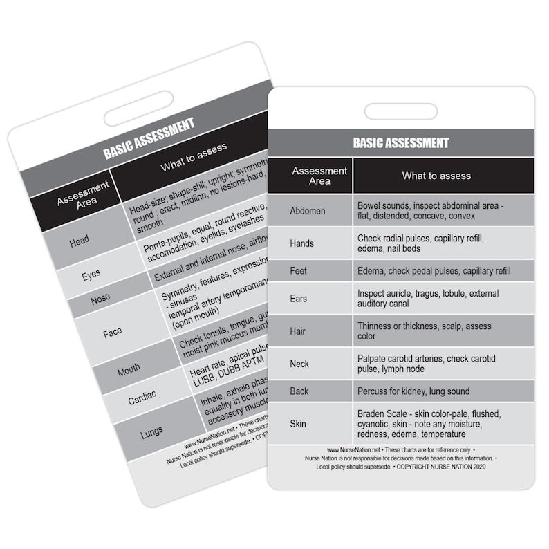 Basic Patient Assessment Reference Vertical Badge Card - Etsy Australia