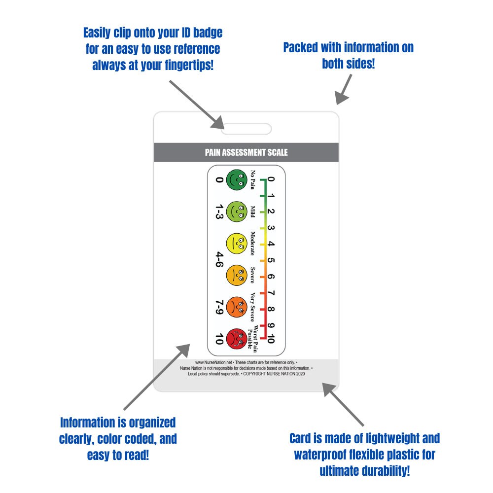 Pain Assessment Tool Reference and Common Hospital Code | Etsy