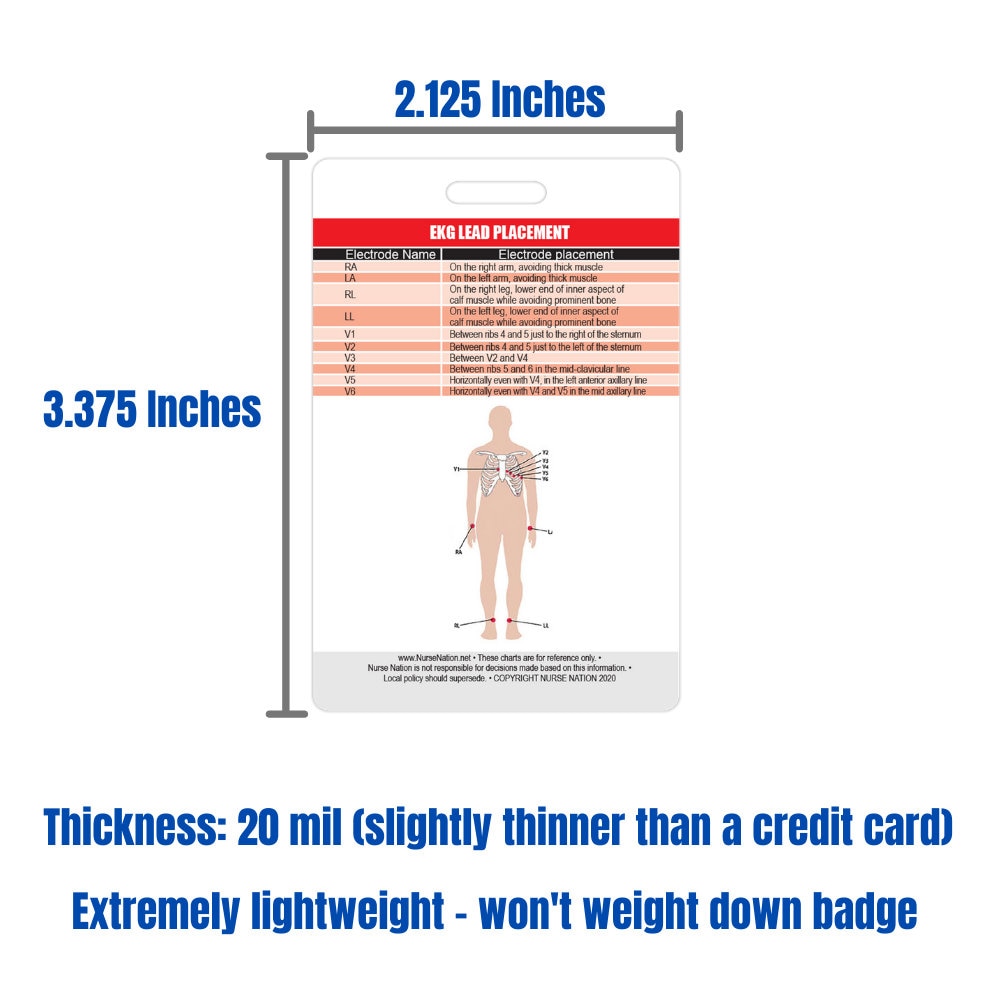 Ekg Ruler SCOPE EKG Lead Placement Card - 5/12/15 Lead ECG Reference ...