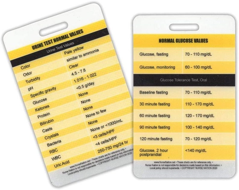 Urine Lab Values and Glucose Lab Values Reference Vertical - Etsy