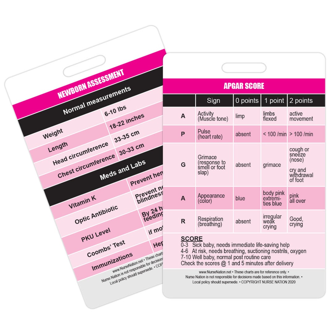 APGAR Score Reference and Newborn Assessment Vertical Badge Card - Etsy