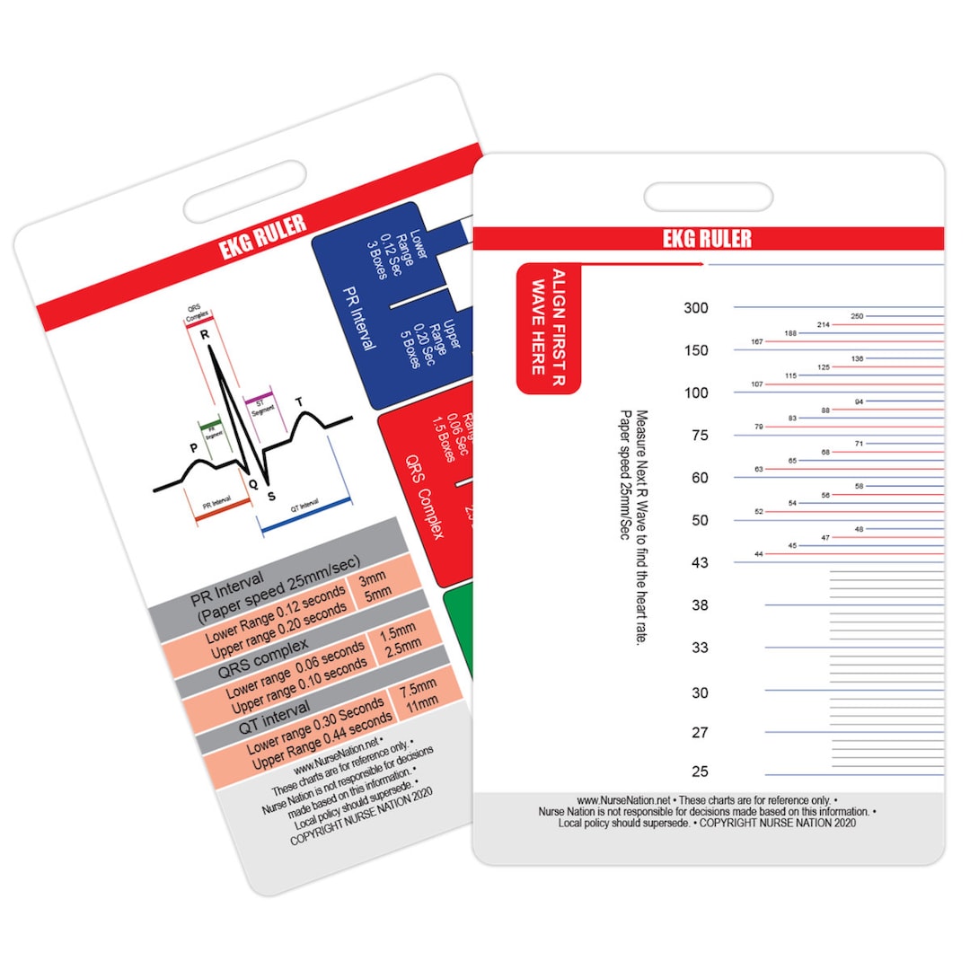 EKG Ruler Vertical Badge Card Tool - ECG and Electrocardiogram Ruler - Etsy
