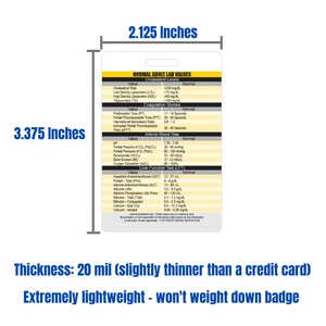 Lab Values Vertical Plastic Badge Cards Set of 2 Cards - Etsy
