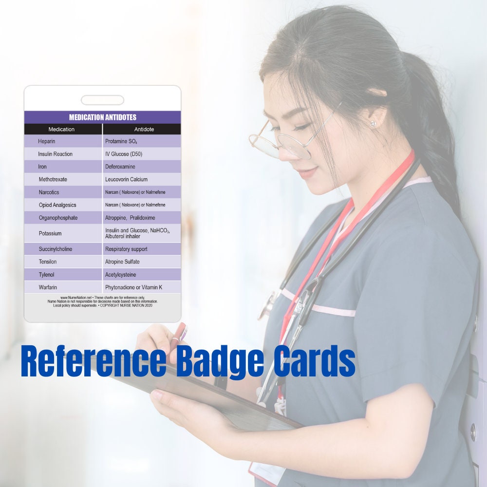 Medication With Antidotes Reference Vertical Badge Card - Etsy