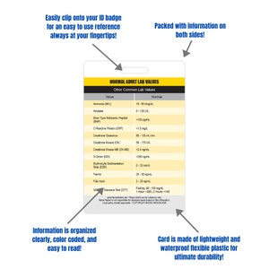 Lab Values Vertical Plastic Badge Cards Set of 2 Cards - Etsy