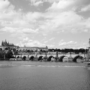 Digital Download | Prague Charles Bridge and Prague Castle Black and ...