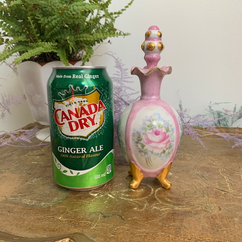 Vintage Hand Painted Pink Perfume Bottle | Etsy