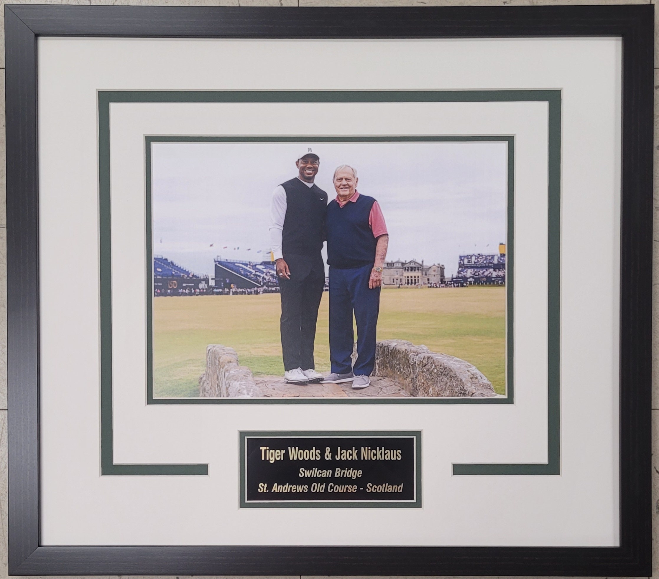 Tiger Woods & Jack Nicklaus St. Andrews Swilcan Bridge 11x14 Framed ...