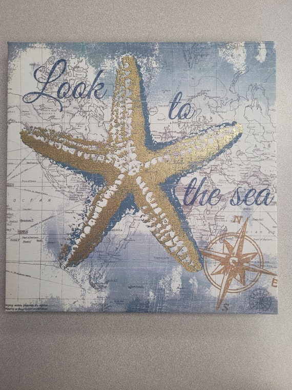 Starfish Beach Map Canvas Print Ready to Hang - Etsy
