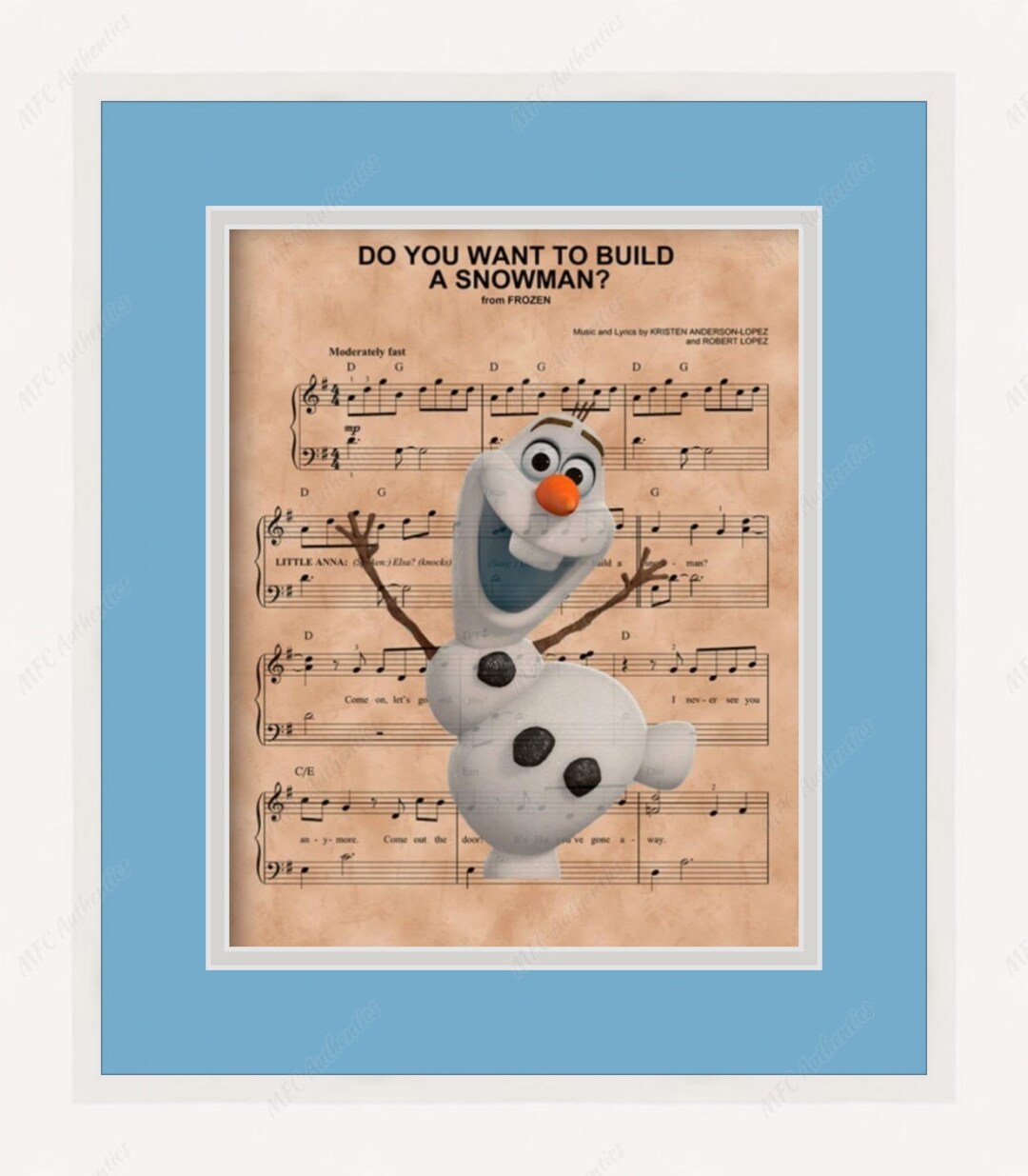 Frozen "do You Want to Build a Snowman" Framed 8x10 Sheet Music Print ...