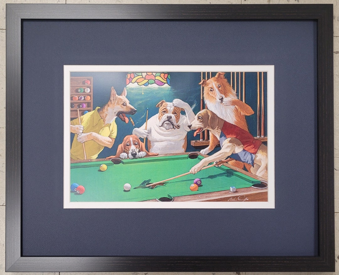 Dogs Playing Billiards Pool Framed 11"x14" Art Print - Etsy