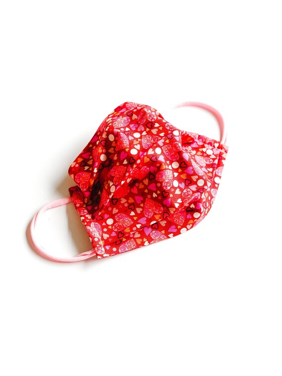 Red Valentines Day Heart Face Mask | Etsy