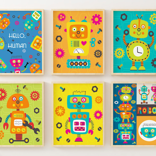 Robot Kid Art - Etsy