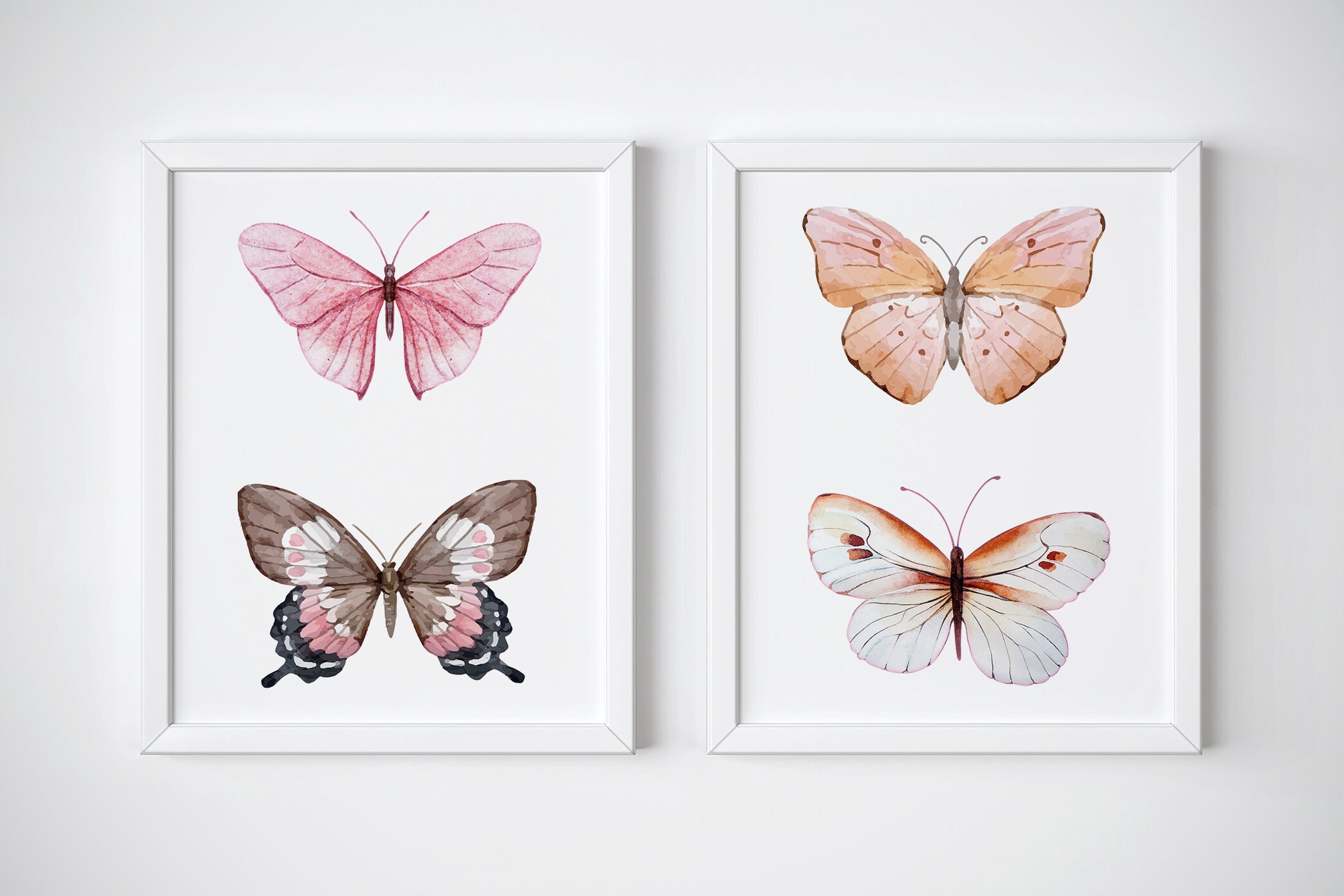 Butterfly Wall Art Pink Butterflies Room Decor Watercolor - Etsy