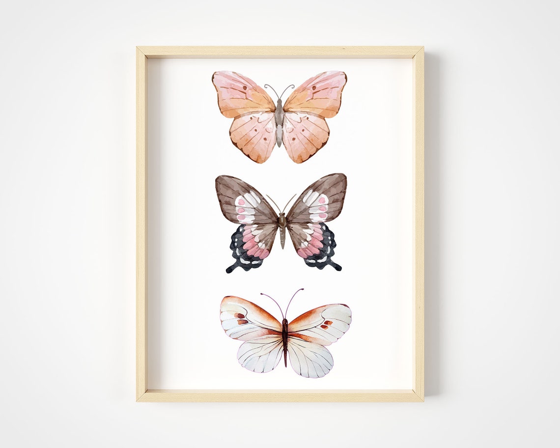 Butterfly Wall Art - Pink Butterflies Room Decor - Watercolor Art Print ...