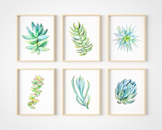 Succulent Wall Art Boho Wall Art Cactus Wall Decor | Etsy