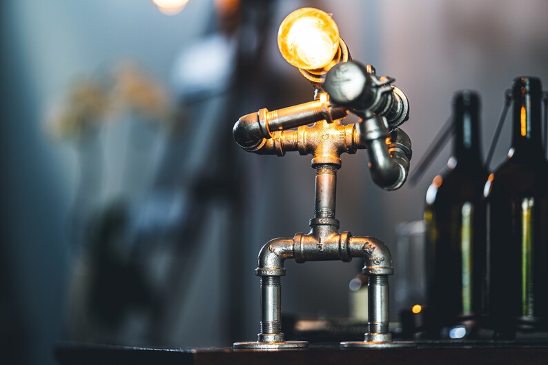 Industrial Pipe Lamp "rpg" Household Desktop Robot Light - Etsy