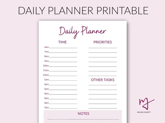 Printable Daily Planner Digital Download Daily Notes | Etsy