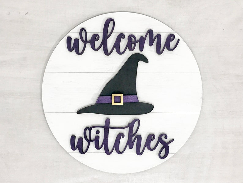 Welcome Witches Sign SVG Witch Hat Sign Laser Cut Files | Etsy