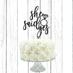 She Said Yes SVG Cake Topper, Laser Bridal Shower Sign Template, DIY ...
