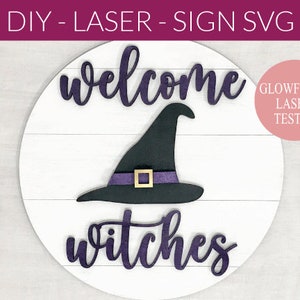 Welcome Witches Sign SVG, Witch Hat Sign Laser Cut Files, Halloween ...