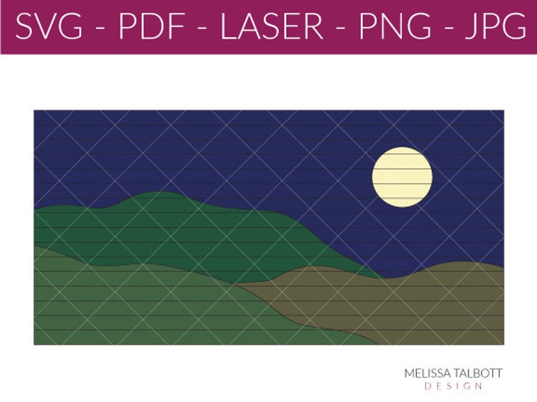 Midnight Hillside Mosaic Sign SVG, Rolling Hills Template, DIY Barn ...