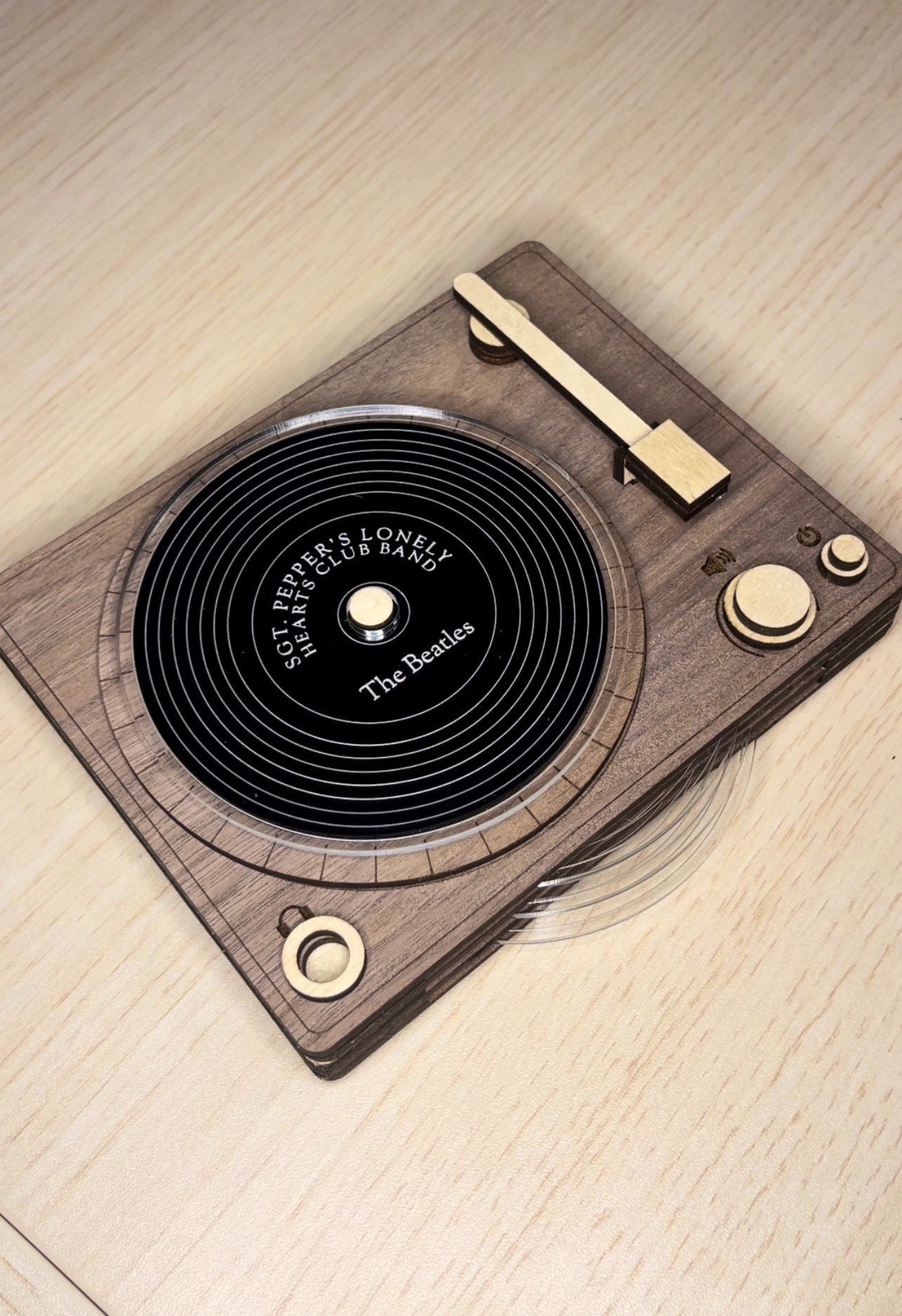 Custom Vinyl Record Player Coaster Set Wooden Customized Music Lover ...