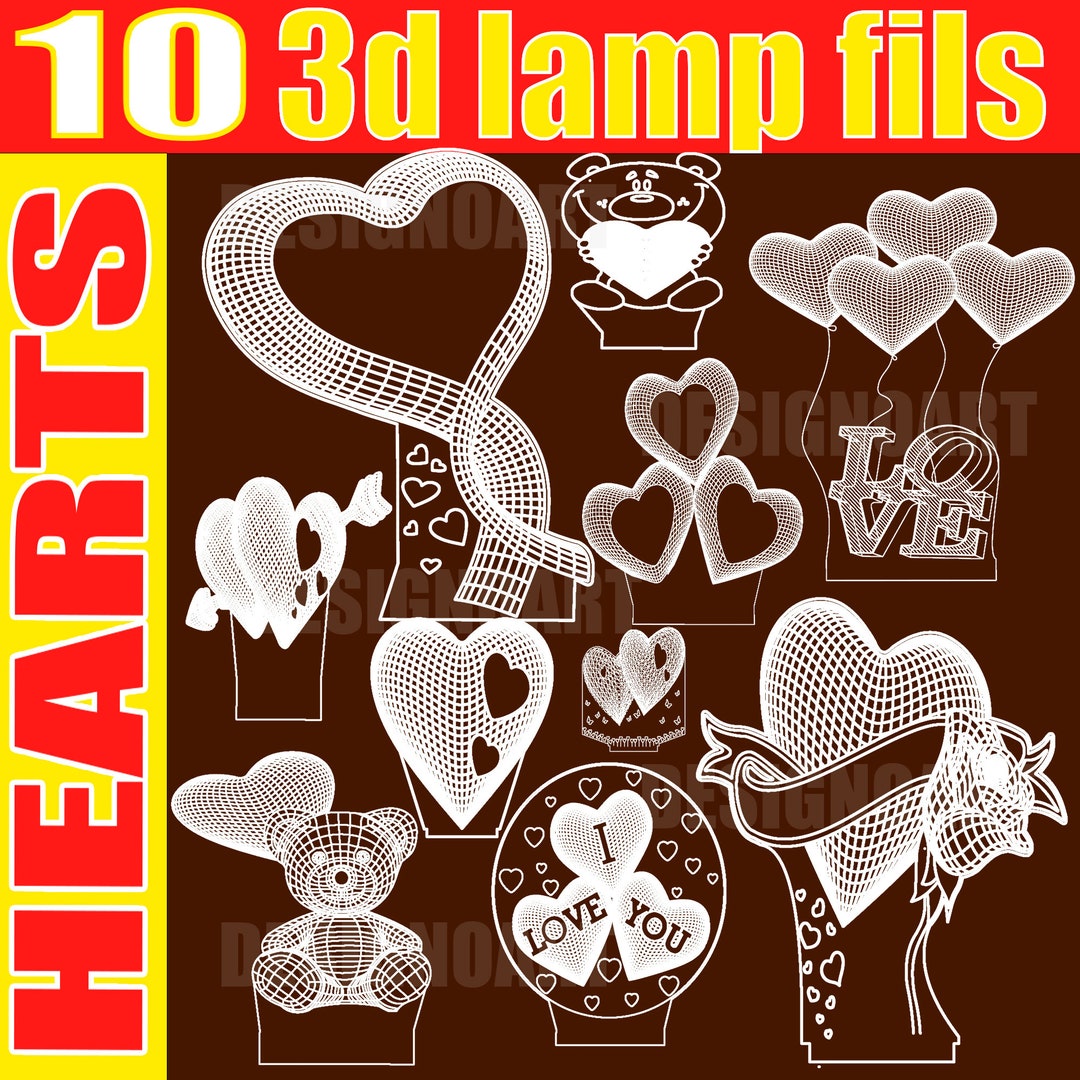 3d Illusion Lamp Svg New 10 Night Light Acrylic Files 3d - Etsy