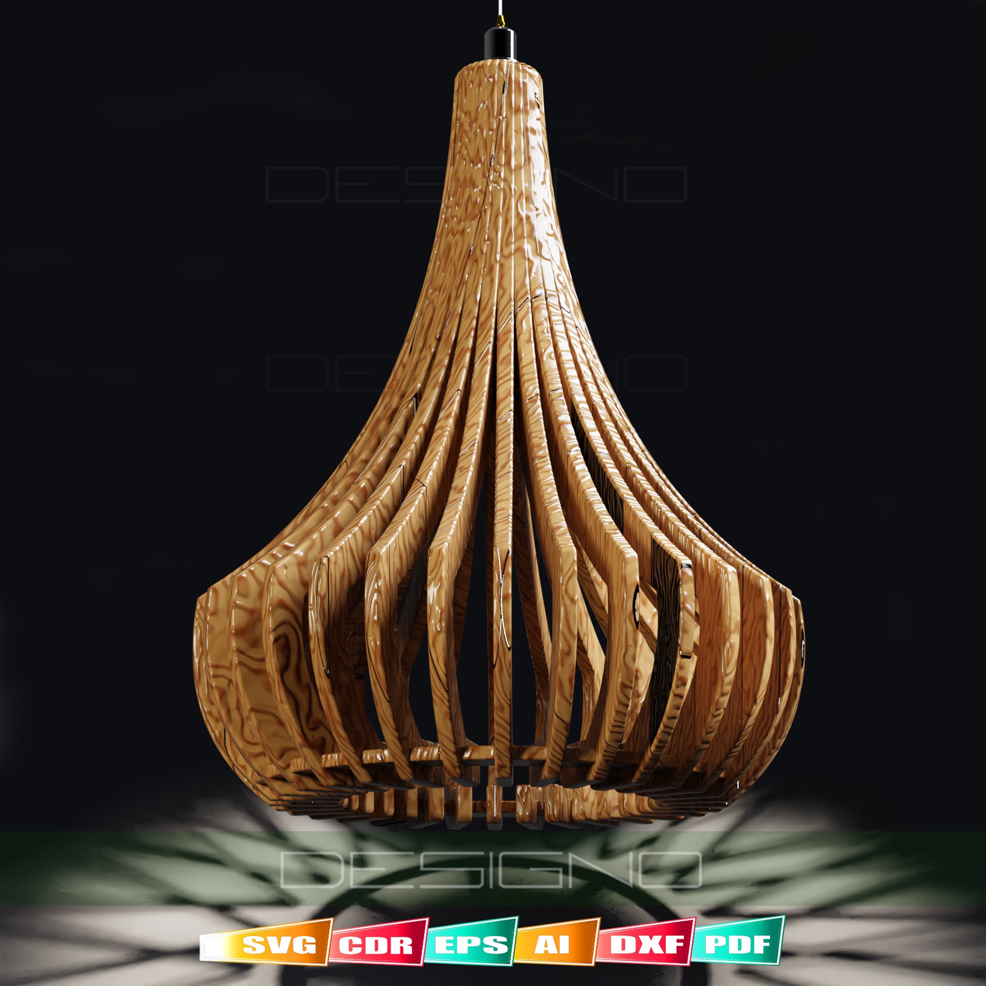 Handcrafted Wood Pendant Light Laser Cut Lamp Design Digital Download ...