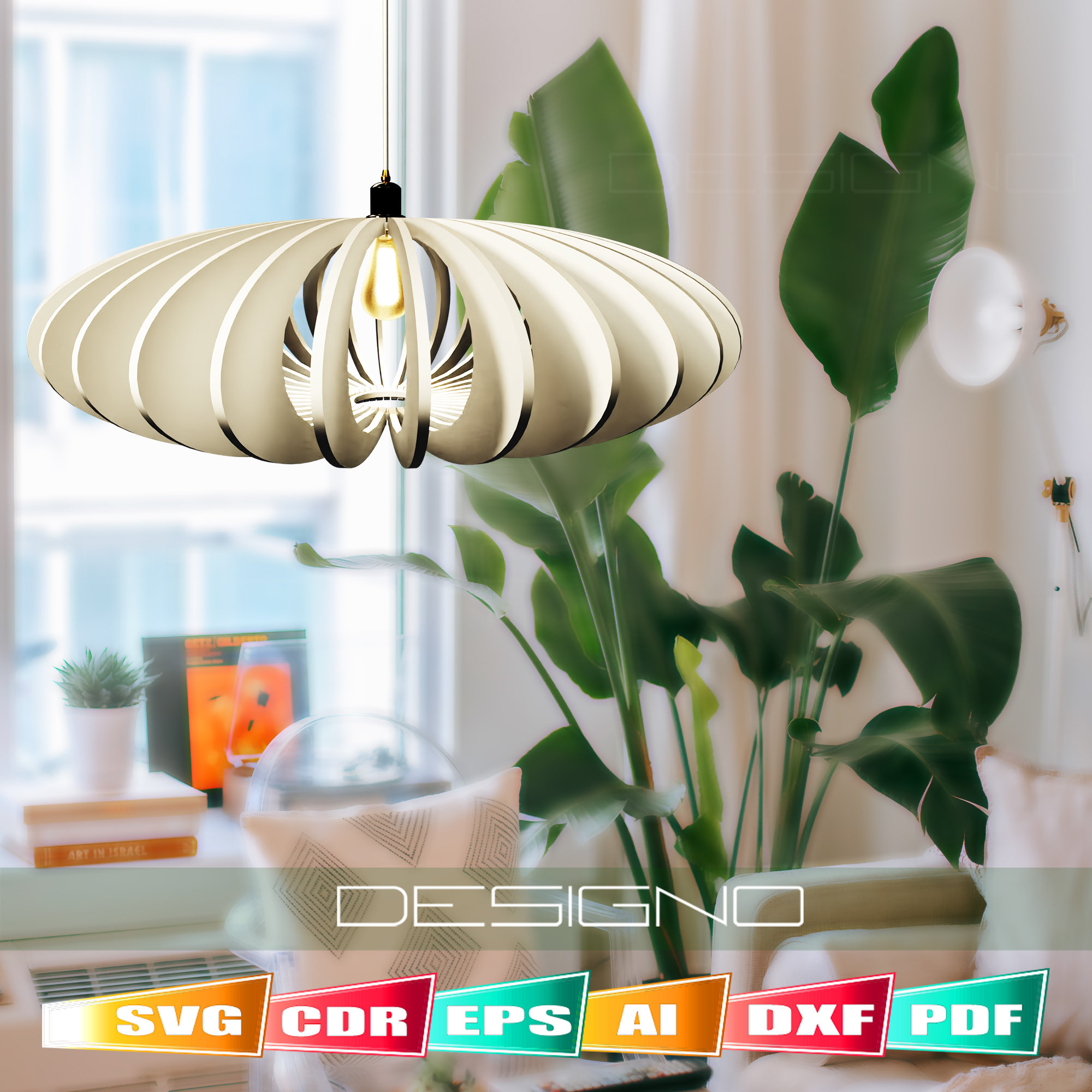 4 Hanging Wooden Chandelier Lamp Shade Pendant Light Template Svg Laser ...