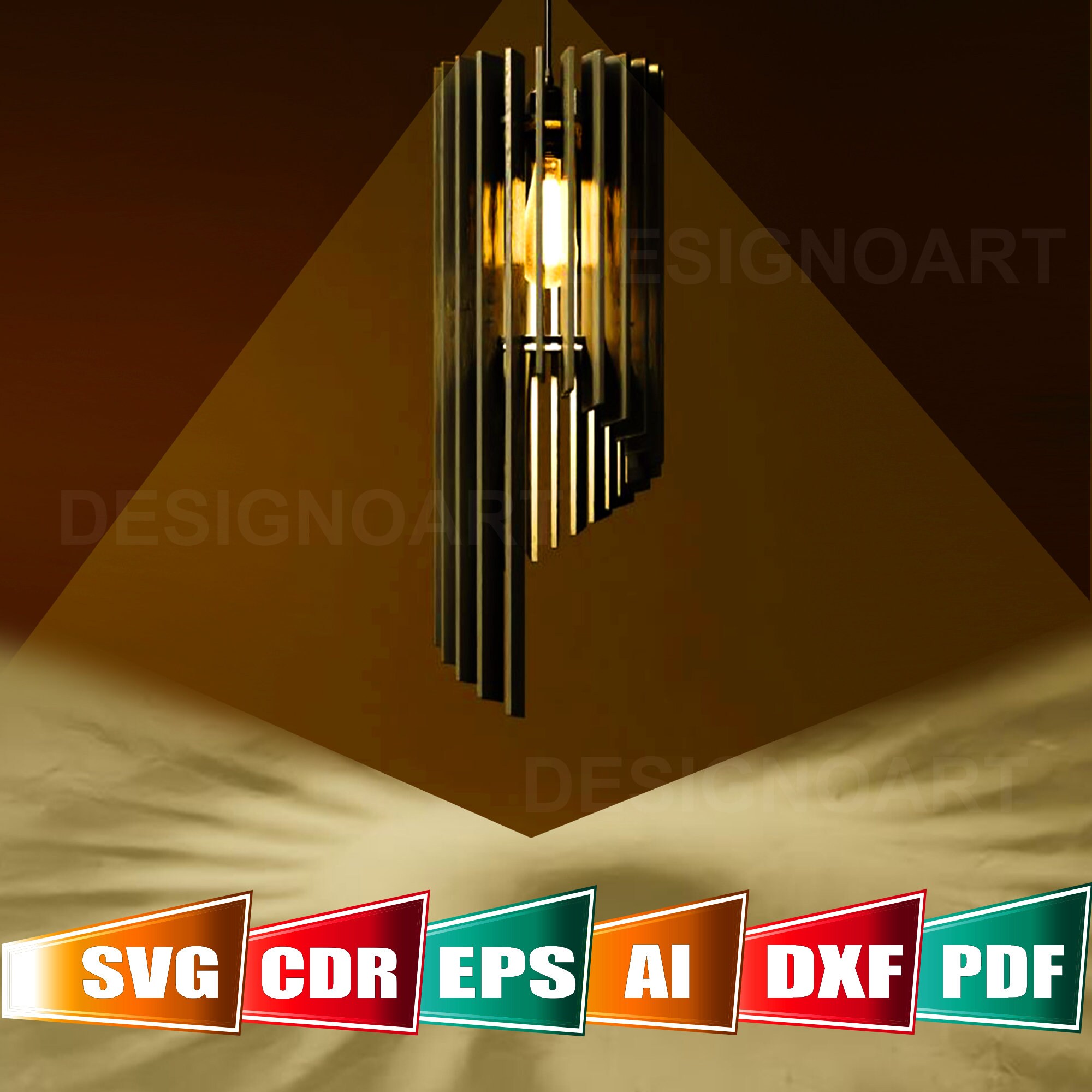 Cylinder Wood Pendant Light Hanging Lamp SVG Lampshade Plywood Digital ...