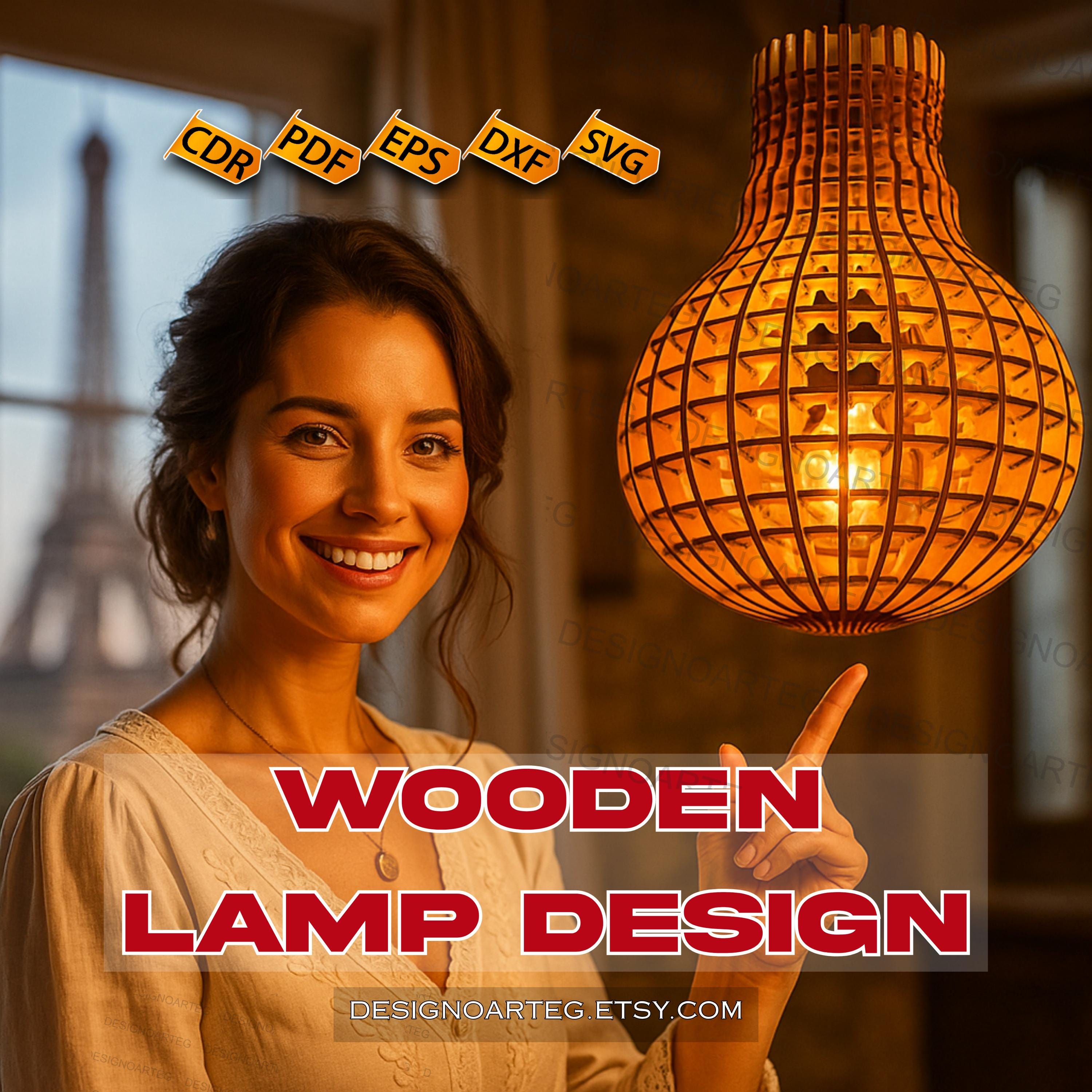 Modern Wood Art | Wooden Lamp Design Template for Laser | Digital ...