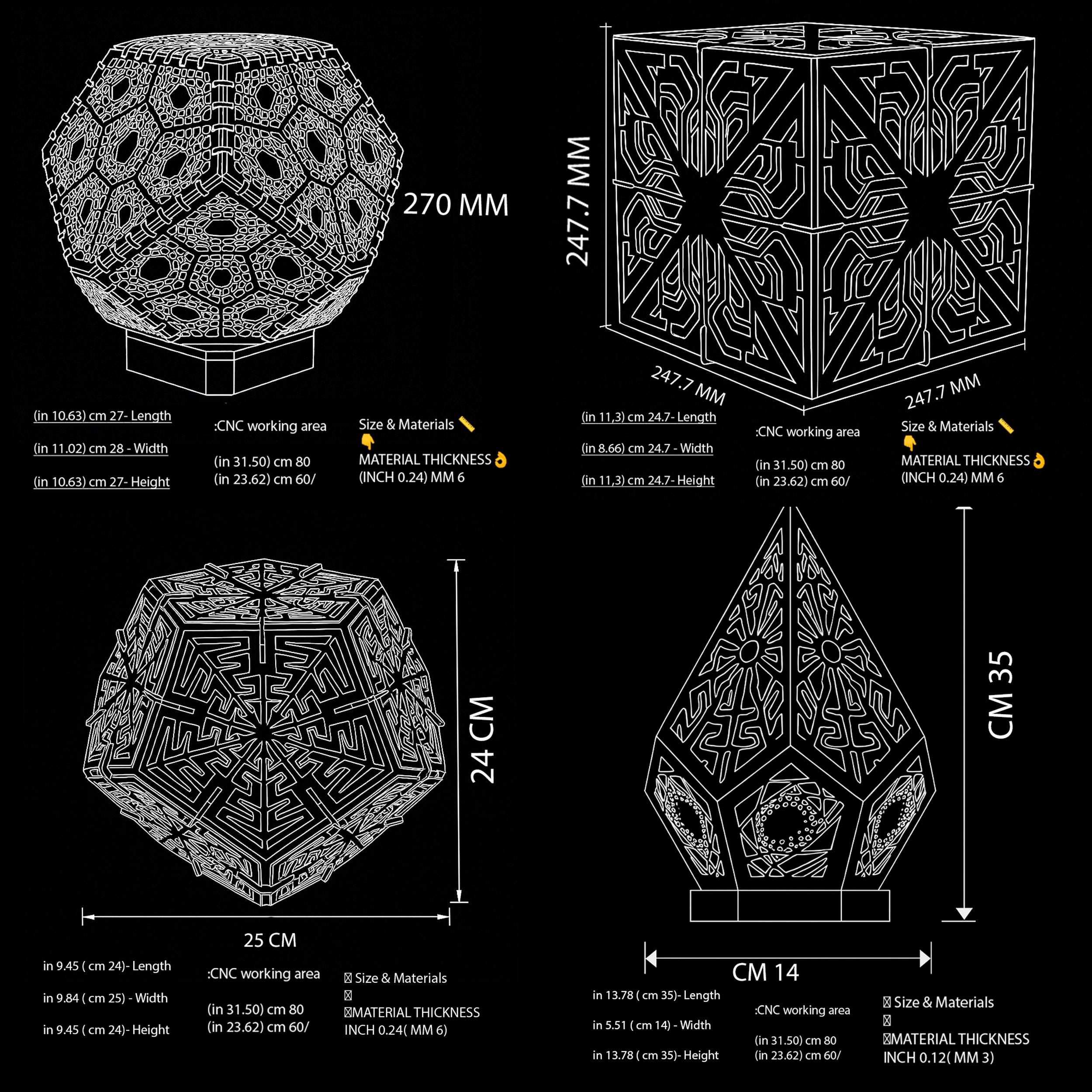 Hexagon Lamp SVG DXF: Geometric Night Light, Laser Cut Files (digital ...