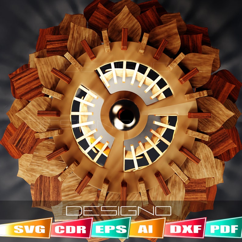 Hanging Wooden Chandelier Lamp Shade Pendant Light Template - Etsy