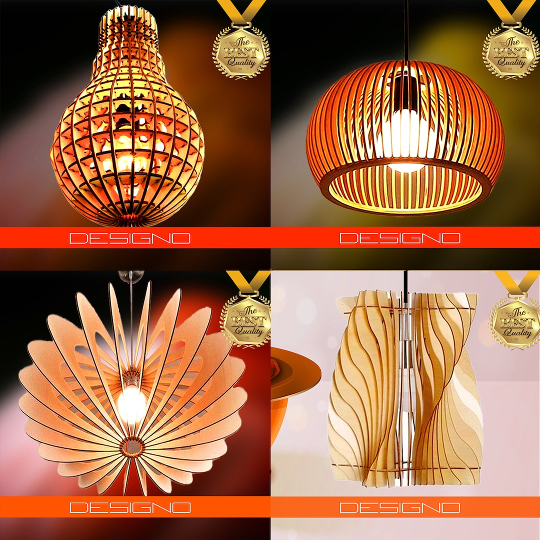 Modern Wood Art | Wooden Lamp Design Template for Laser | Digital ...