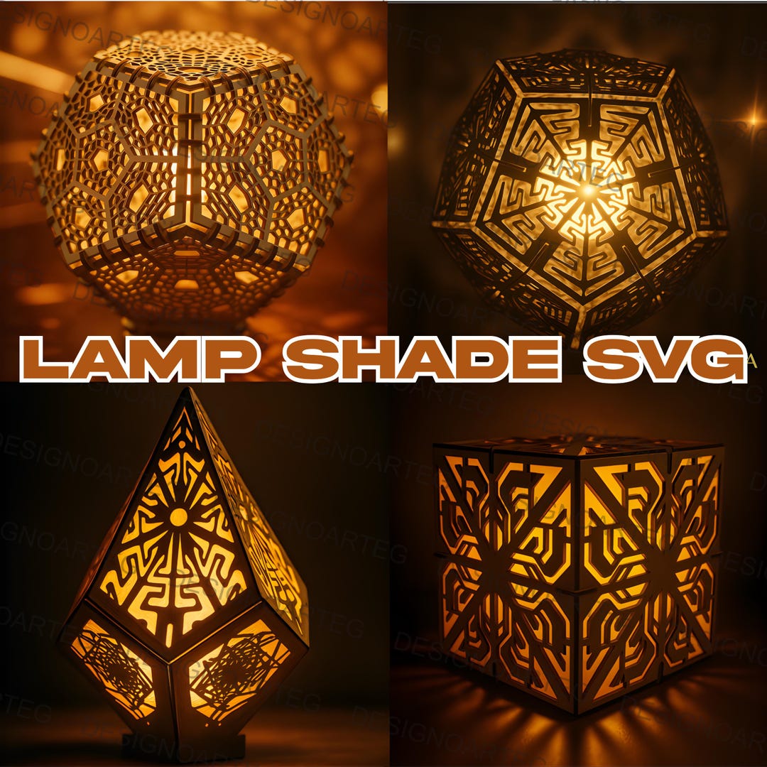 Hexagon Lamp SVG DXF: Geometric Night Light, Laser Cut Files (digital ...