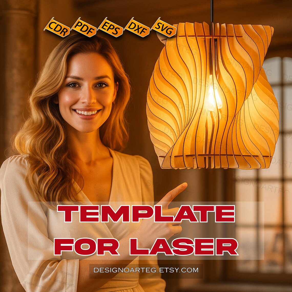 Modern Wood Art | Wooden Lamp Design Template for Laser | Digital ...