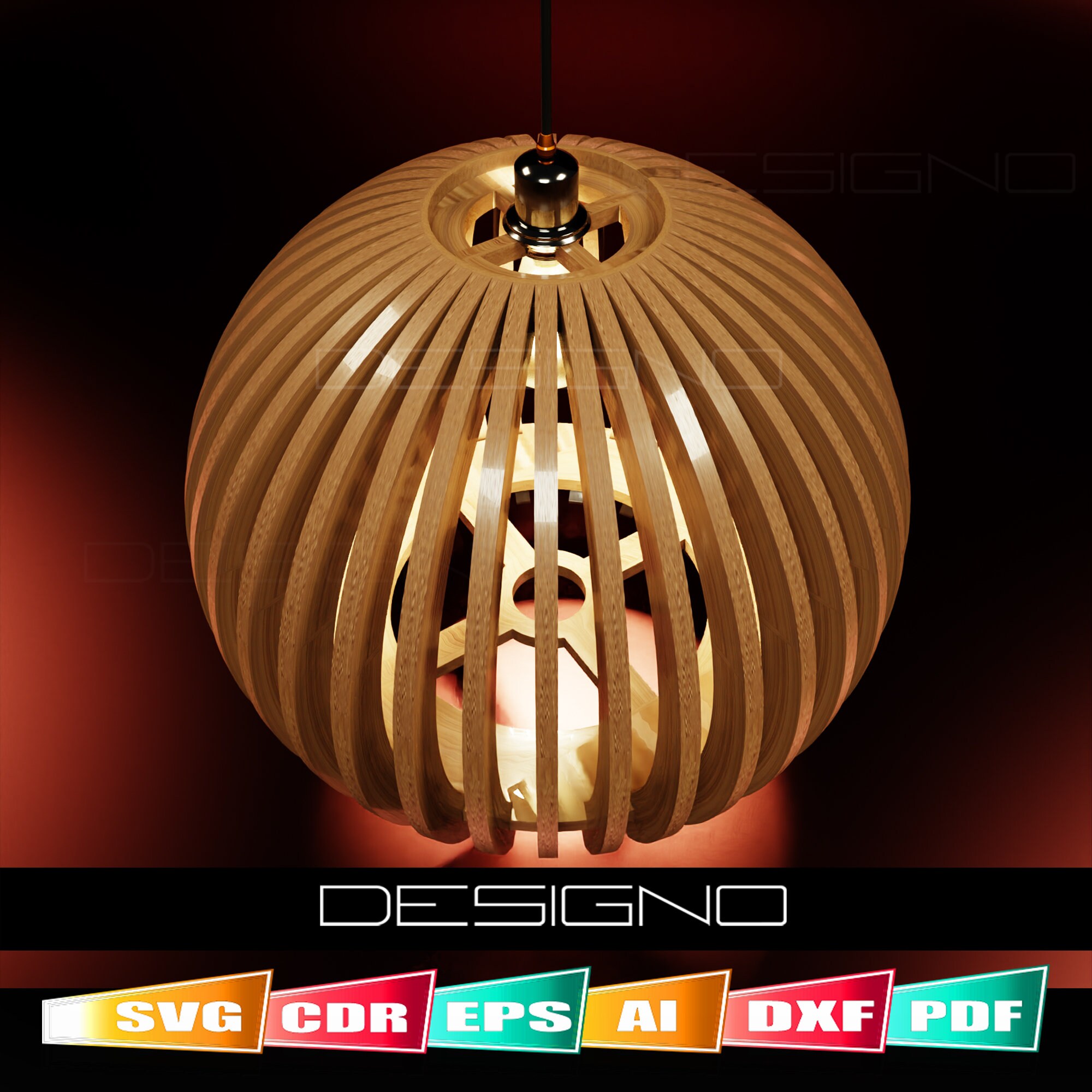 4 Hanging Wooden Chandelier Lamp Shade Pendant Light Template Svg Laser ...