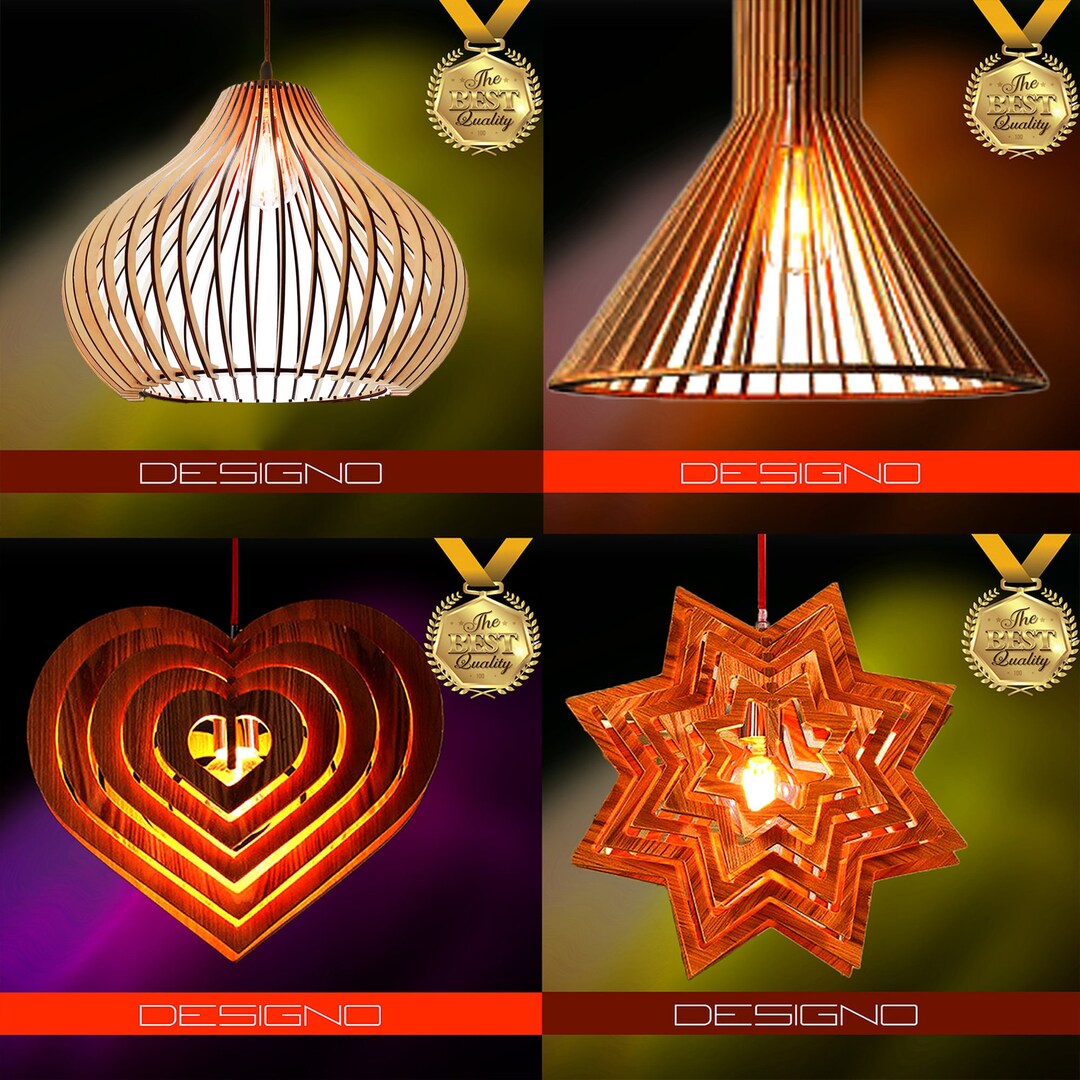4 Wooden Lamp Design, Digital File for Laser Cut and CNC Router Machine ...