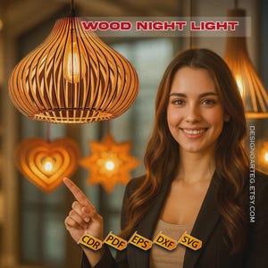 20 Wooden Lamp Design, Digital File for Laser Cut and CNC Router ...