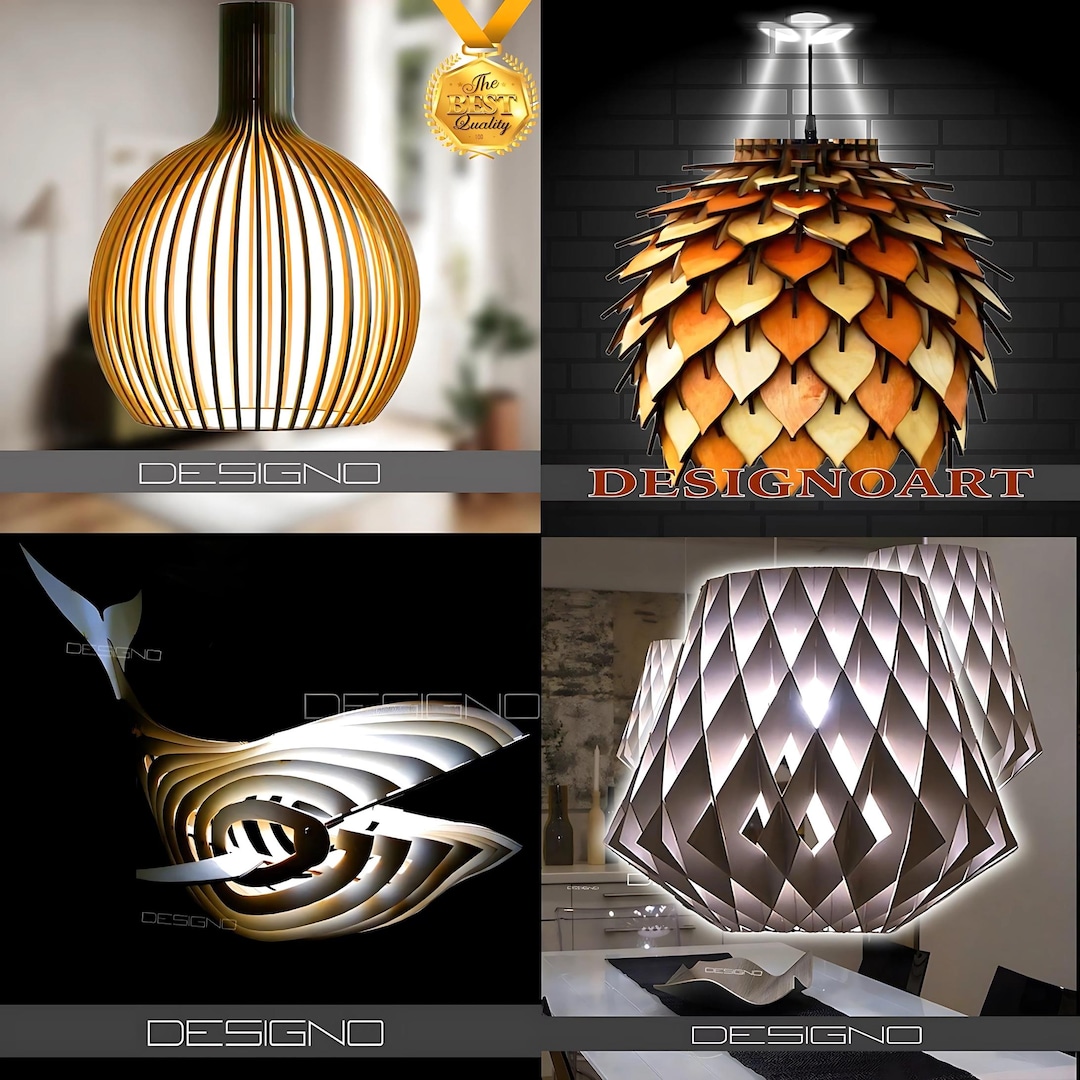 20 Wooden Lamp Design, Digital File for Laser Cut and CNC Router ...