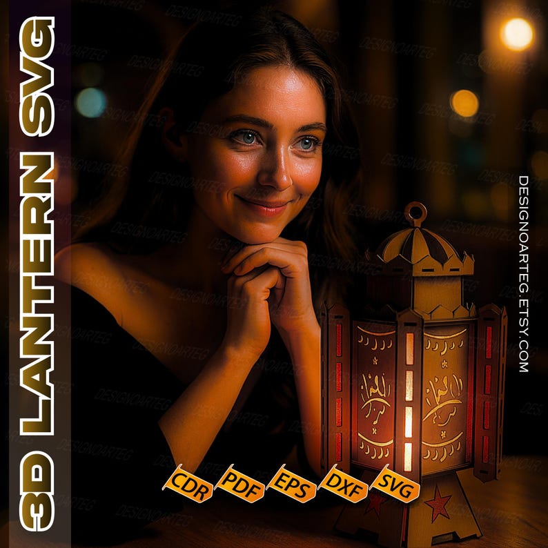 Laser Cut Lantern SVG 3D Template | Ramadan Eid Decor for Glowforge ...