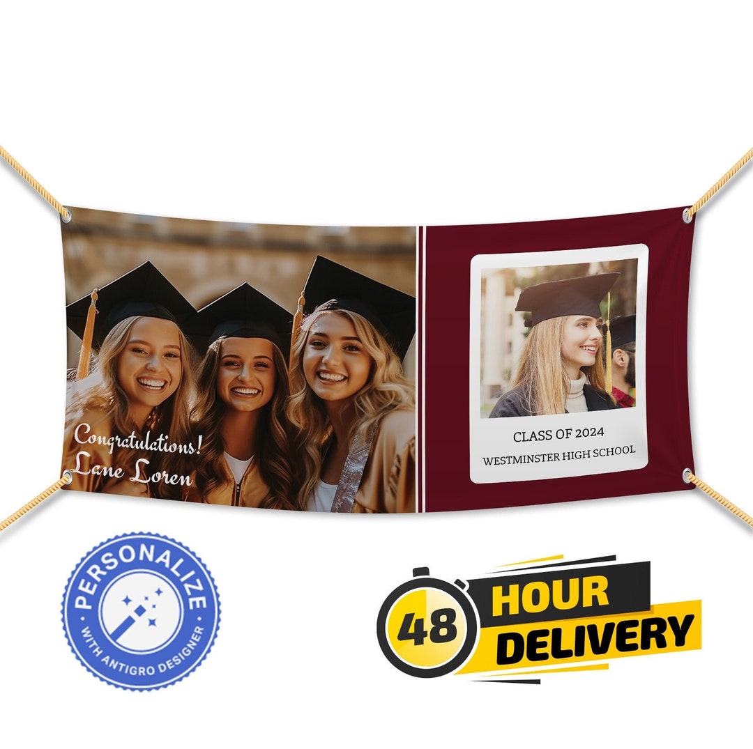 GRADUATION PHOTO BANNER Personalized Graduation Vinyl Banners Weather ...