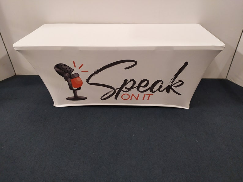 Full Color Trade Show Table Throw, Custom Stretch Tablecloth for Event ...